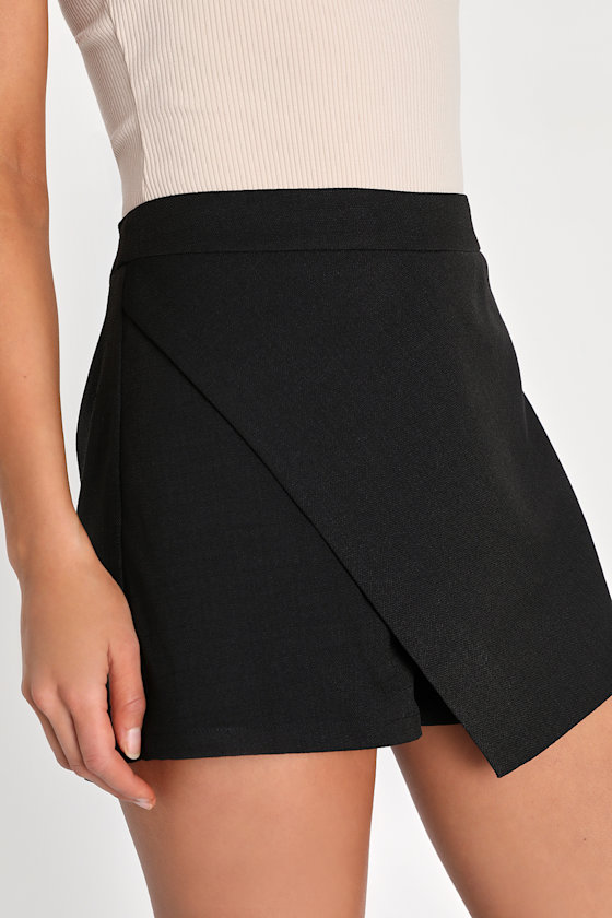 Black Skort - Faux Wrap Skort - Cute Skort - Skort - Lulus
