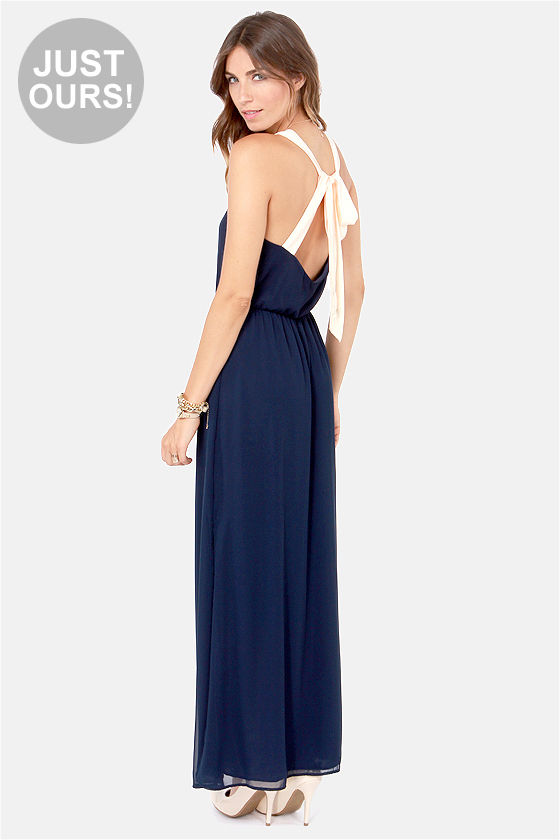 Pretty Navy Blue Dress - Maxi Dress - Backless Dress - $48.00 - Lulus