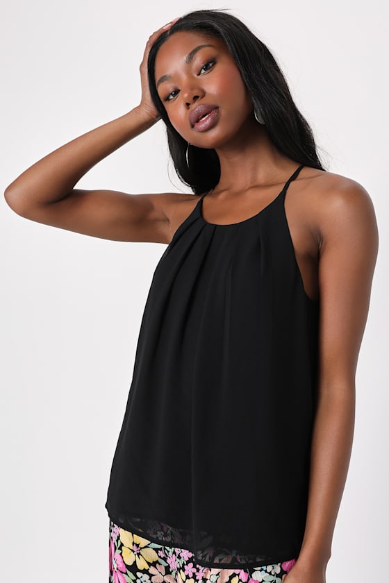 Chic Black Tank Top - Scoop Neck Tank Top - Pleated Tank Top - Lulus