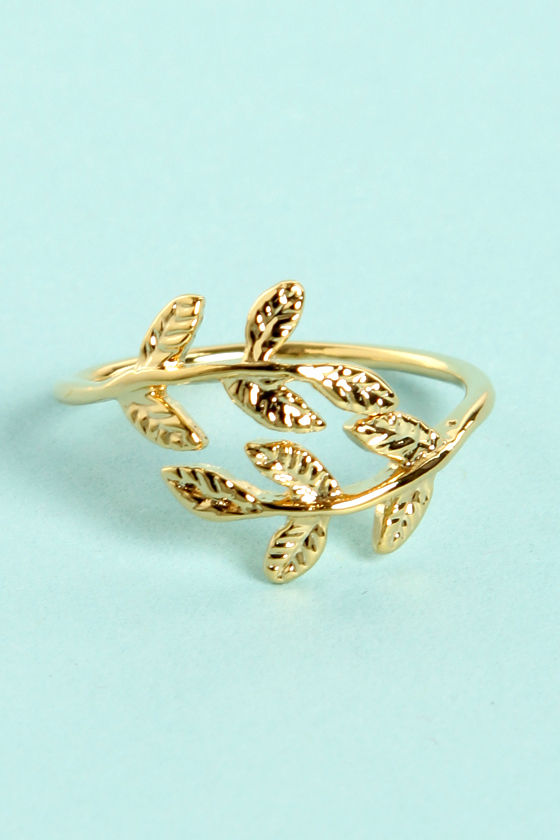 Pretty Leaf Ring - Gold Ring - Knuckle Ring - $12.00 - Lulus