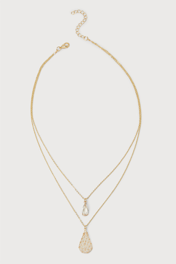 Layered Gold Necklace - Teardrop Pendant Necklace - Necklace Set - Lulus