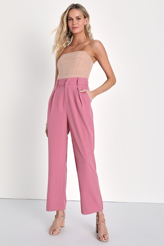 Mauve Trouser Pants - High-Waisted Pants - Straight Leg Trousers - Lulus