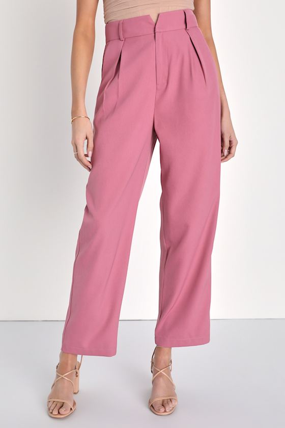 Mauve Trouser Pants - High-Waisted Pants - Straight Leg Trousers - Lulus