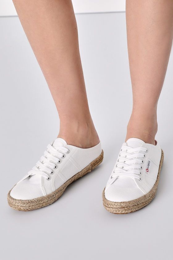 Superga 2402 Rope - White Canvas Sneakers - Slip-On Sneakers - Lulus