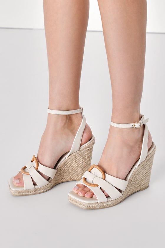 Dolce Vita Maze Ivory - Espadrille Wedges - Ankle-Strap Wedges - Lulus