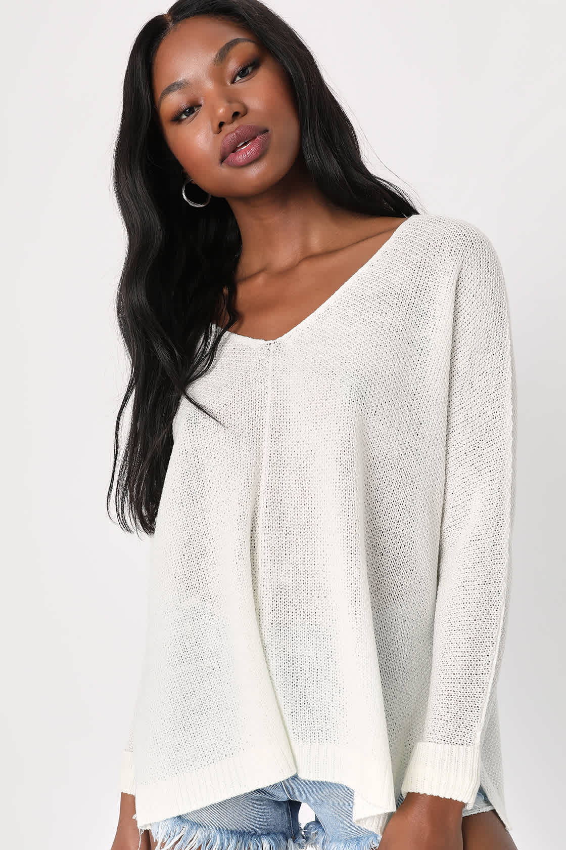 Ivory V Neck Sweater