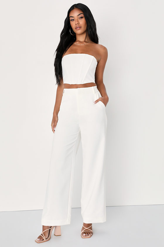 Two-Piece Jumpsuit - Sexy Bustier Jumpsuit - White Jumpsuit - Lulus