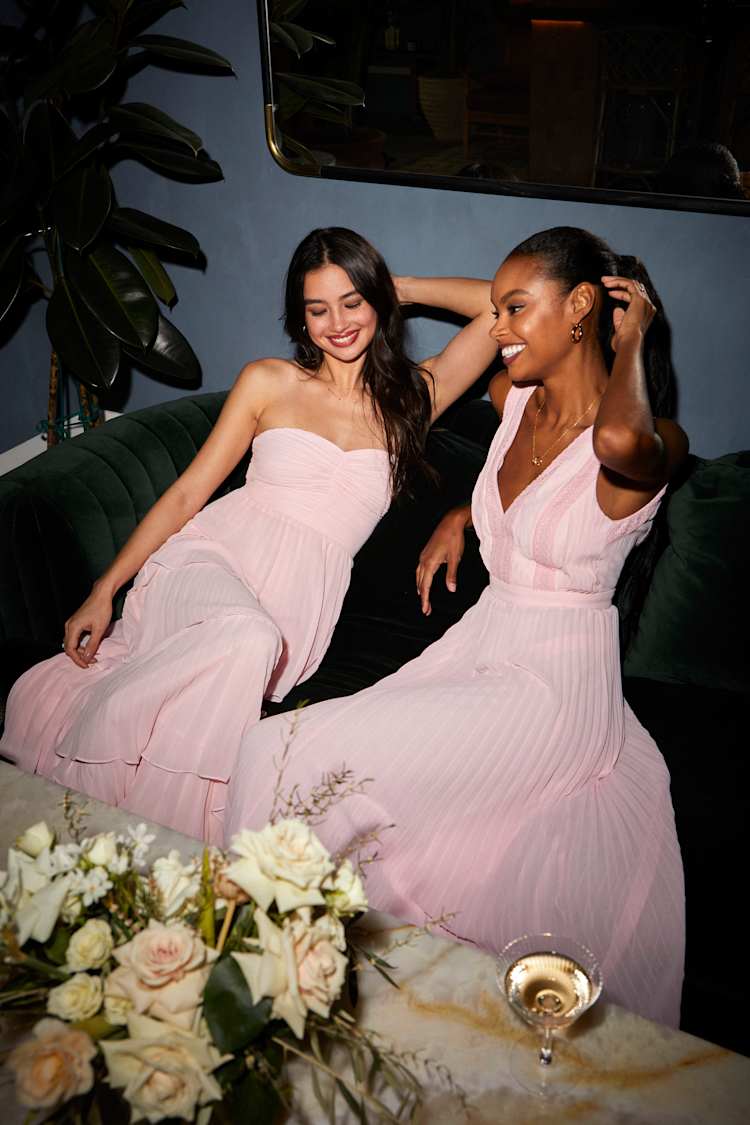 Light Pink Strapless Bridesmaid Dress