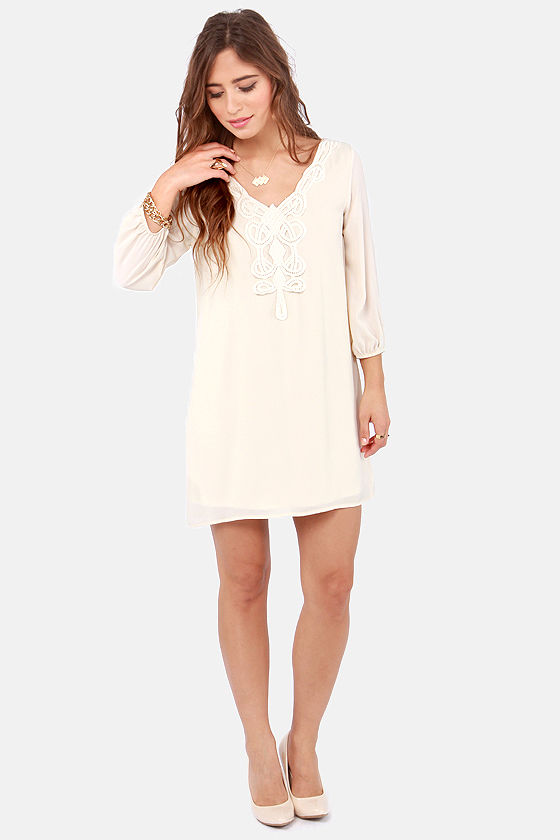 Lovely Cream Dress - Shift Dress - Lace Dress - $41.00 - Lulus