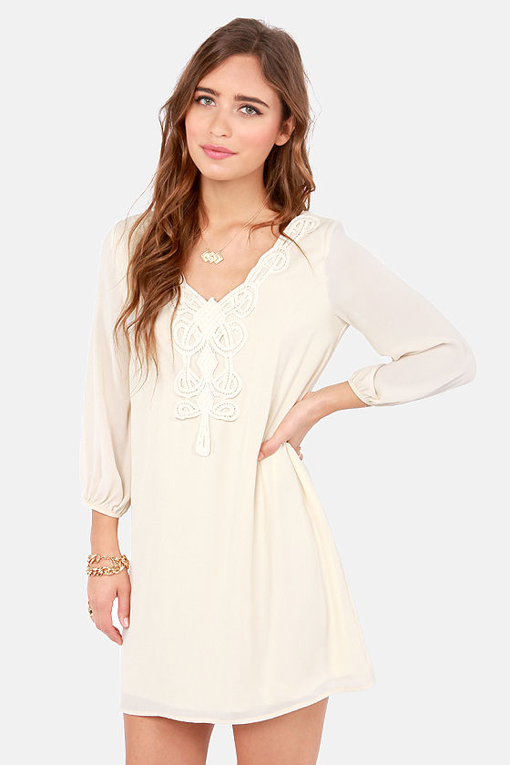 Lovely Cream Dress - Shift Dress - Lace Dress - $41.00 - Lulus