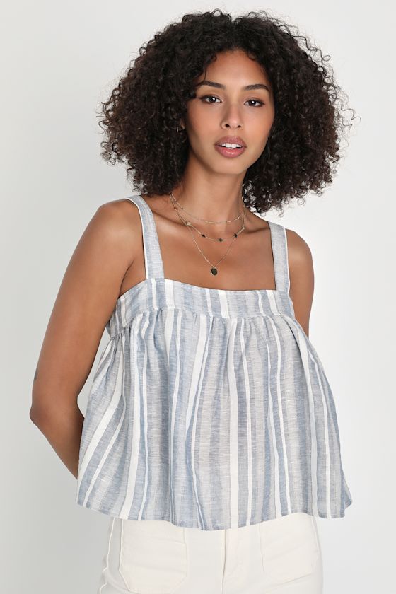 Striped Tank Top - Linen-Cotton Blend Top - Linen Tank Top - Lulus
