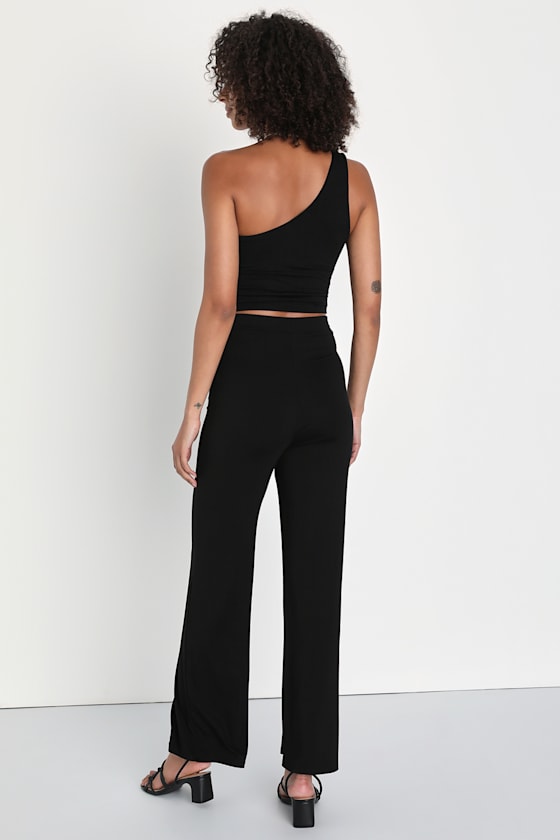 Two-Piece Jumpsuit - One-Shoulder Jumpsuit - Slit Front Jumpsuit - Lulus
