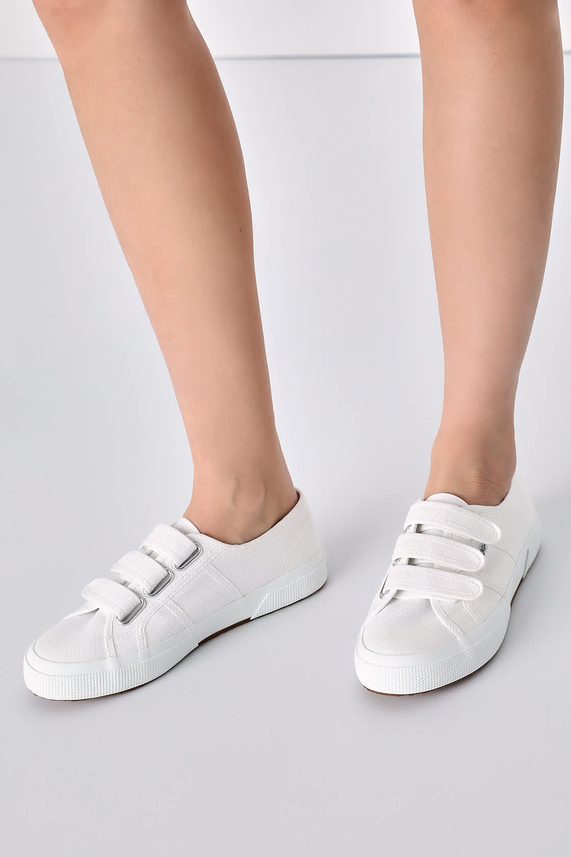 Superga 2750 COT3 - White Canvas Sneakers - VELCRO® Sneakers - Lulus