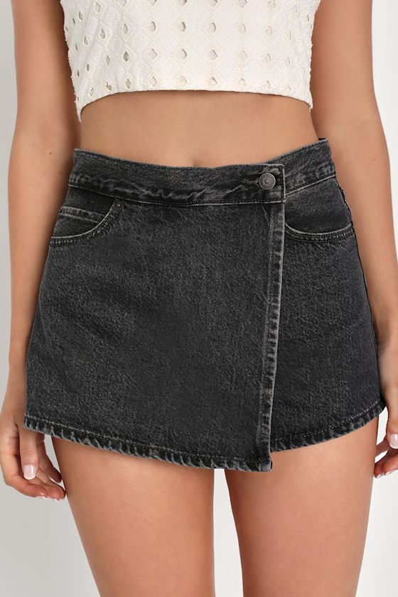 Levi's Finally Here Skort - Black Denim Skort - High-Rise Skort - Lulus