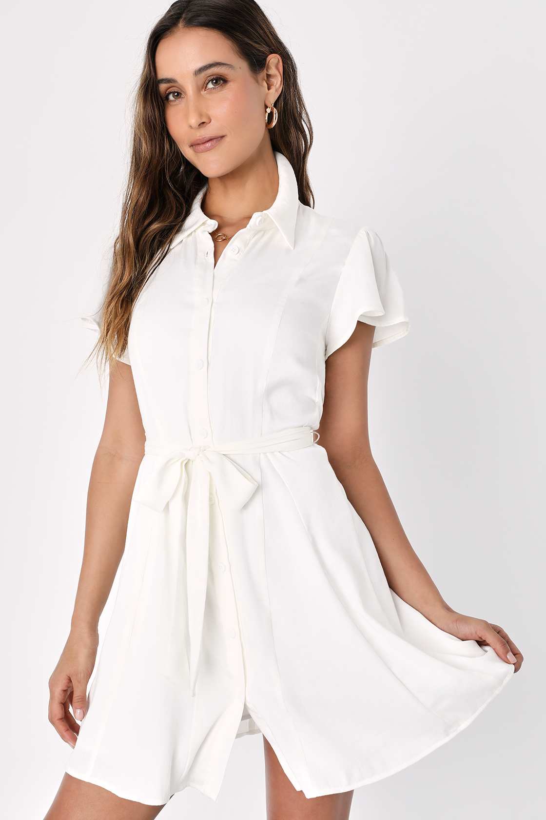 White Mini Dress - Button-Up Dress - Short Sleeve Mini Dress - Lulus