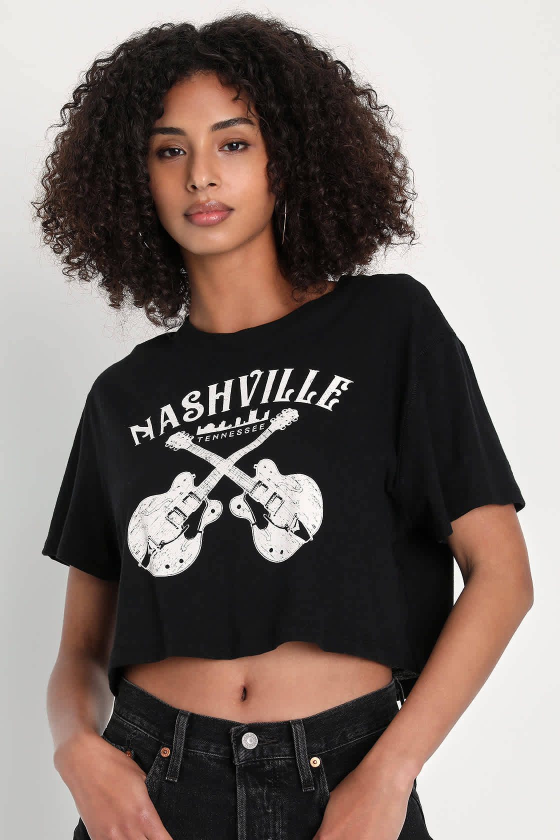 Cute Black Graphic Tee - Cropped Graphic Tee - Short Sleeve Tee - Lulus