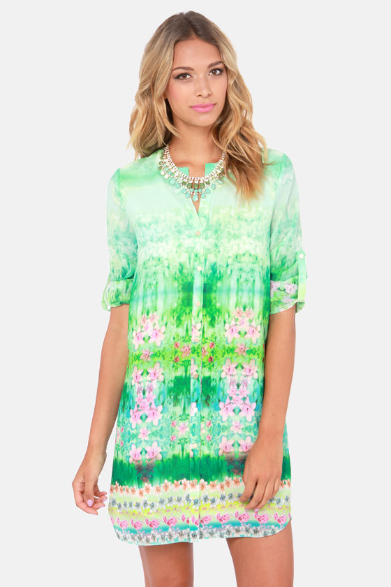 Fun Floral Print Dress - Long Sleeve Dress - Shift Dress - $49.00 - Lulus