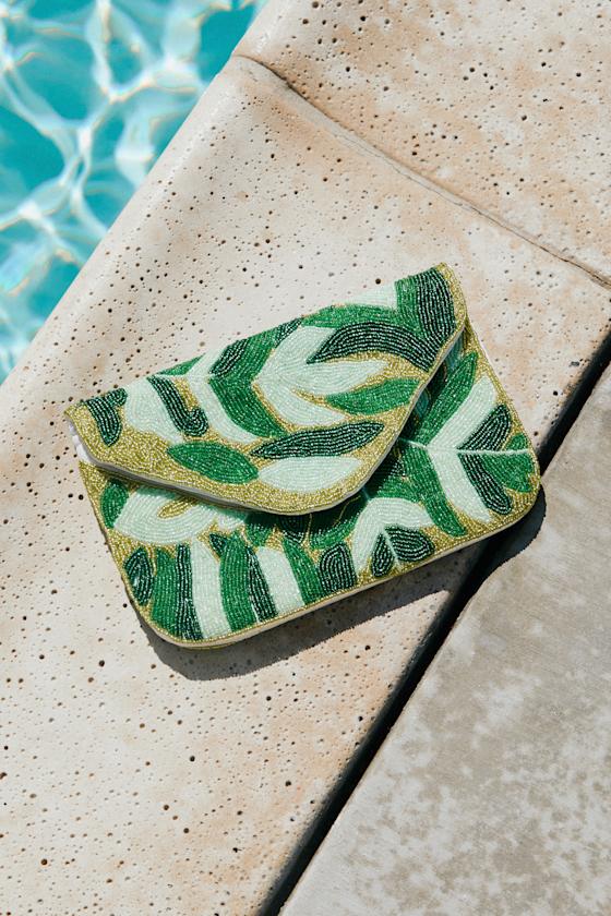 Green Leaf Clutch - Green Clutch - Beaded Clutch - Shiny Clutch - Lulus