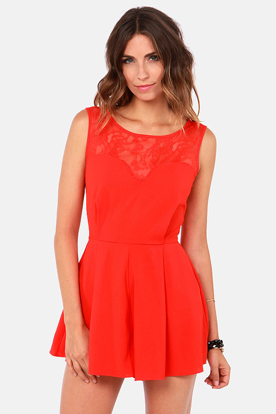Fun Red Romper - Lace Romper - $40.00 - Lulus