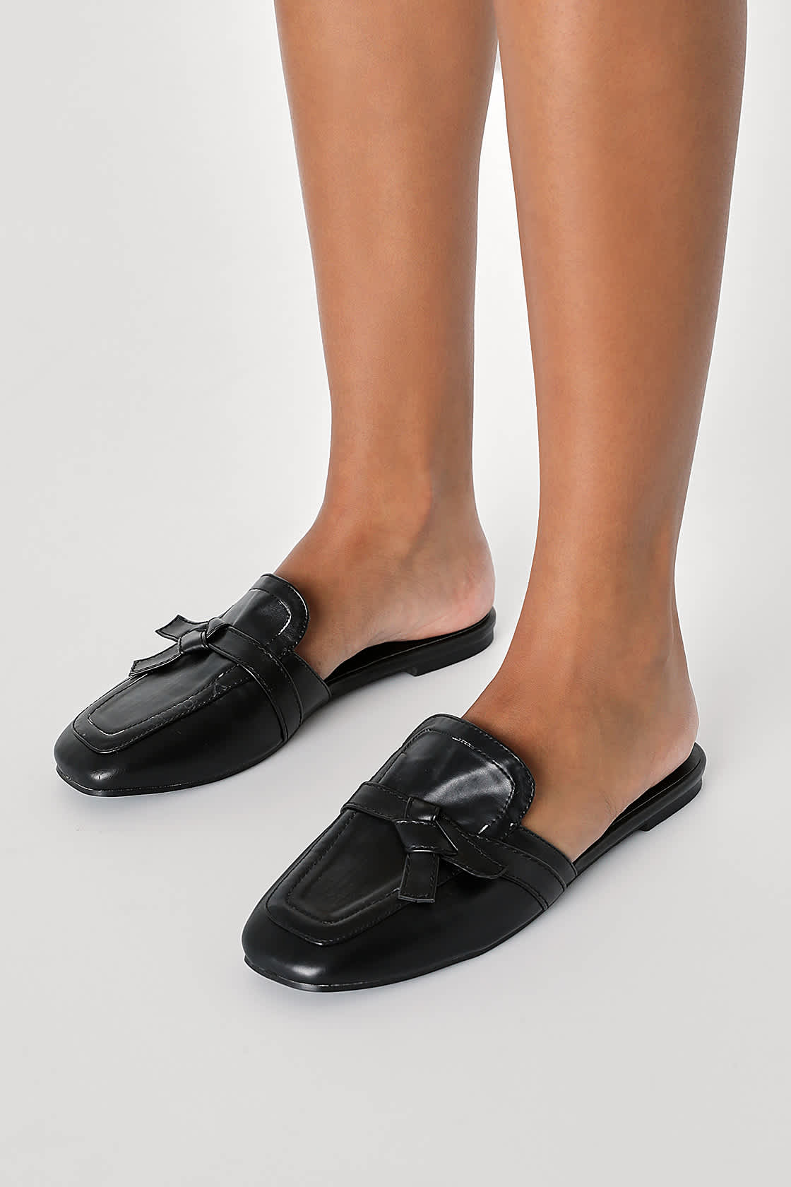 Black Faux Leather Mules - Slide-On Mules - Black Mule Flats - Lulus