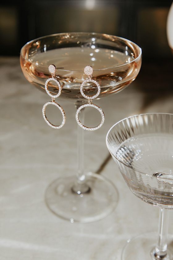 Lovely Gold Earrings - Rhinestone Earrings - Circle Earrings - Lulus