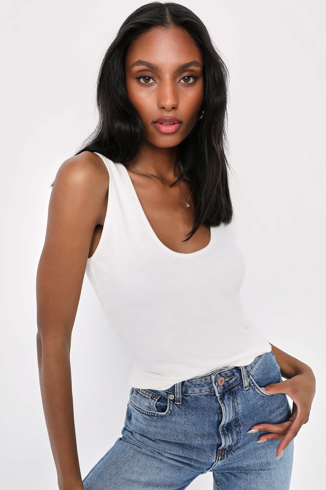 White Heather Tank Top - Scoop Neck Tank Top - White Tank - Lulus