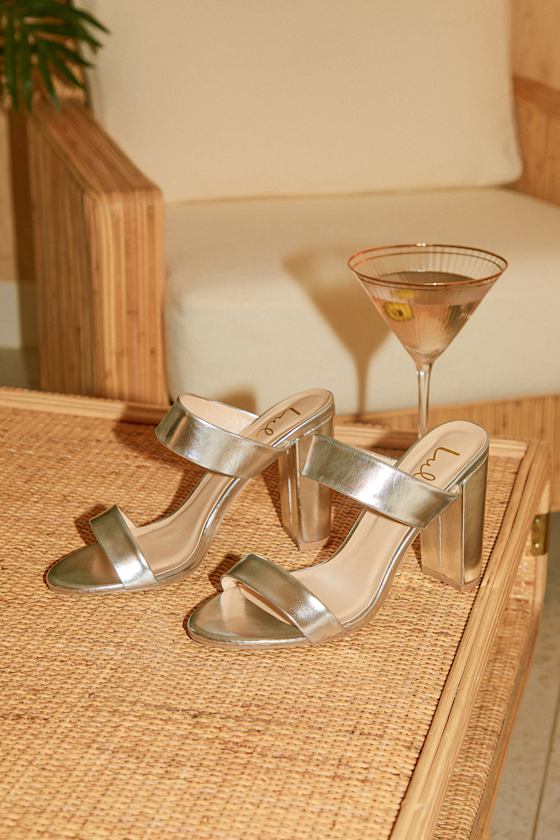 Cute Metallic Heels - High Heel Sandals - Silver Strap Heels - Lulus