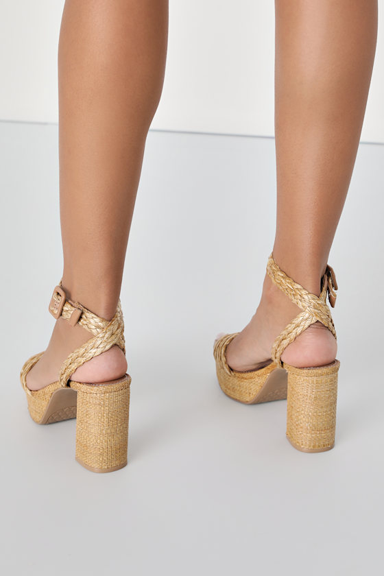 Chinese Laundry Truett Woven Raffia Heels Platform Sandals Lulus
