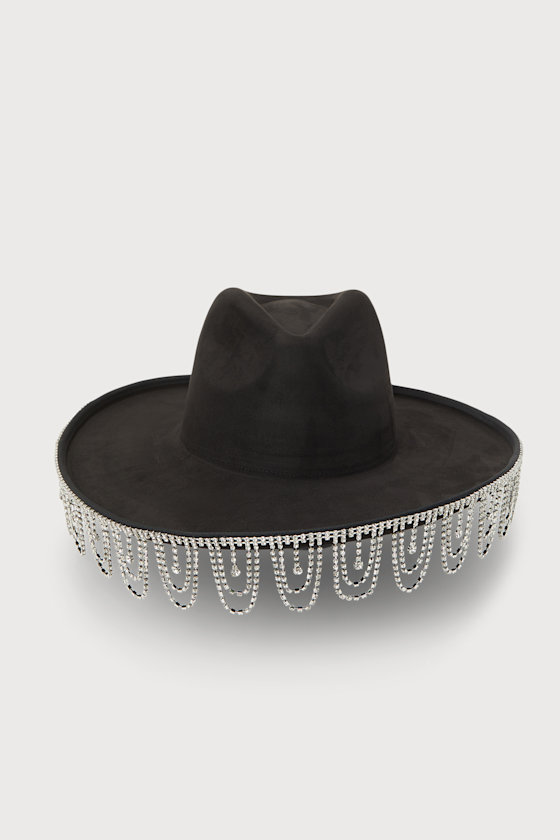 Black Fedora Hat - Black Rhinestone Hat - Festival Clothing - Lulus