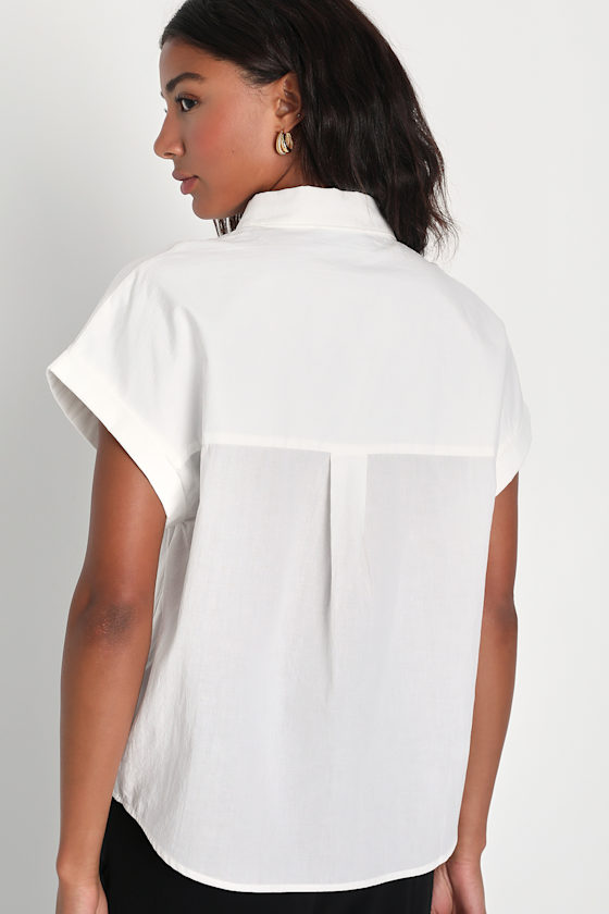 White Button-Up - Poplin Button-Up Top - Women's Button-Up - Lulus