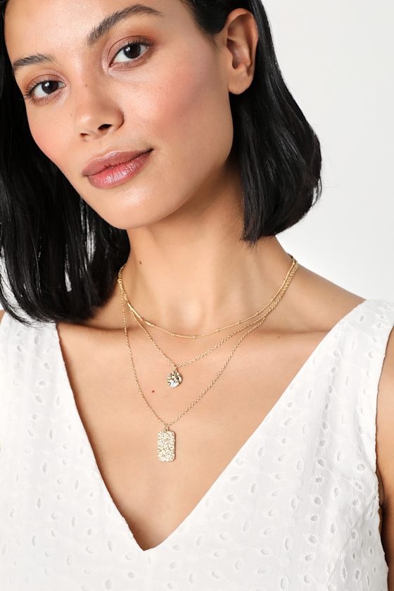 14KT Gold Necklace - Gold Layered Necklace - Pendant Necklace - Lulus