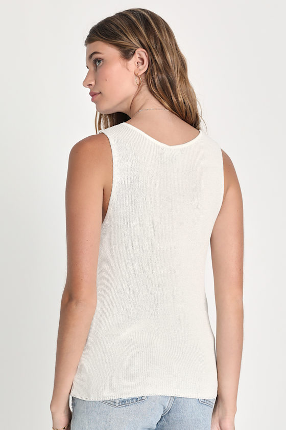 Chic Ivory Tank Top - Sweater Knit Tank Top - V-Neck Tank Top - Lulus