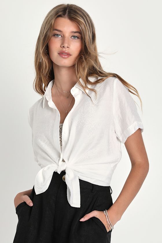 White Collared Top - Button-Up Top - Cute Collared Shirt - Lulus