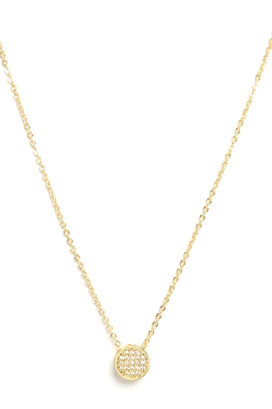 Cute Gold Necklace - Rhinestone Necklace - $14.00 - Lulus