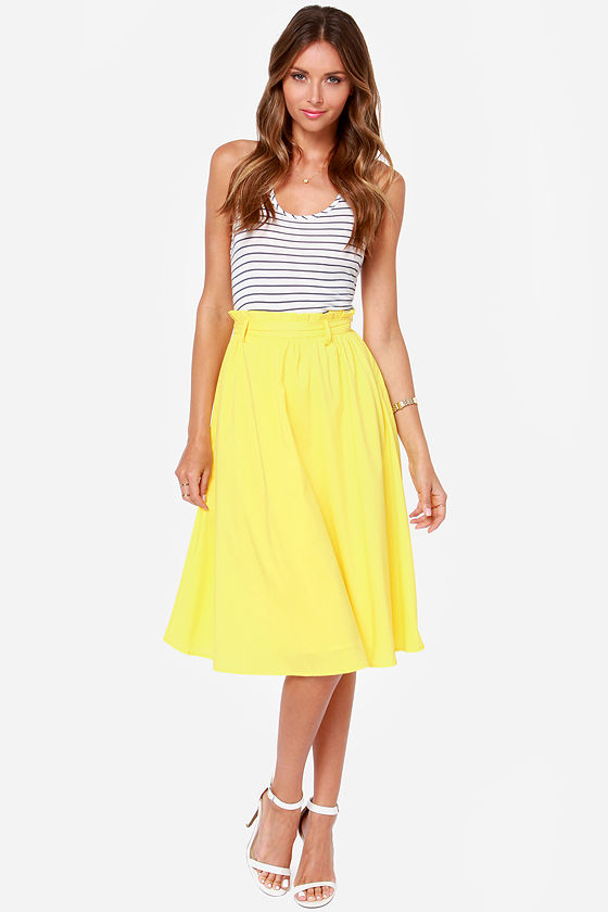 Pretty Yellow Skirt - Midi Skirt - $49.00 - Lulus