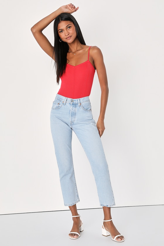 Red Bodysuit Ribbed Bodysuit Ribbed Knit Bodysuit Lulus