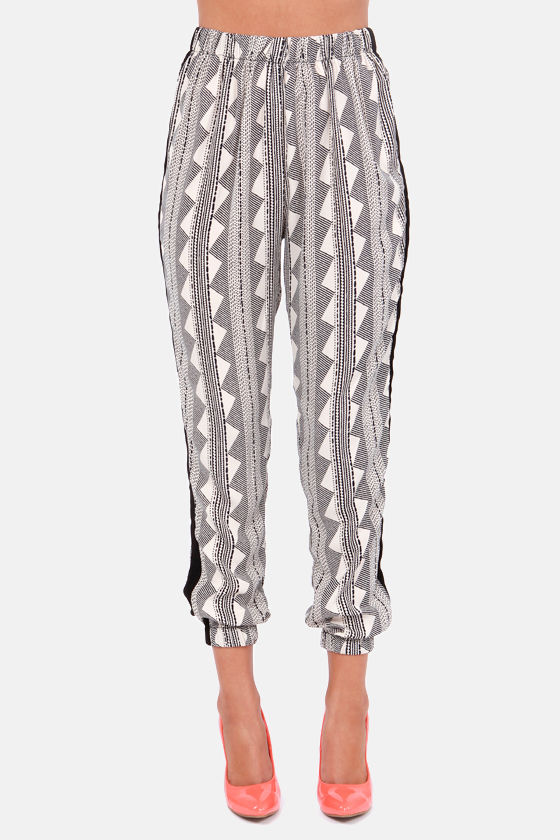 Fun Print Pants - Black Pants - Cream Pants - $41.00 - Lulus