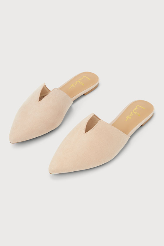 Light Nude Shoes - Slides - Pointed-Toe Slides - Flats - Mules - Lulus