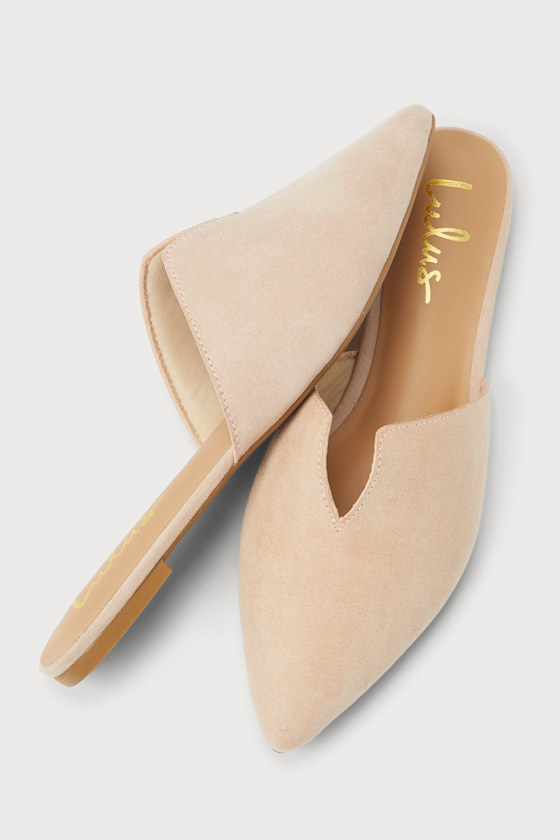 Light Nude Shoes - Slides - Pointed-Toe Slides - Flats - Mules - Lulus