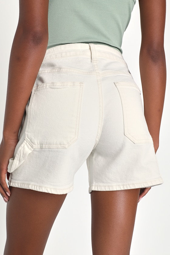 Just Black Utility Shorts - Off White Cargo Shorts - Work Shorts - Lulus