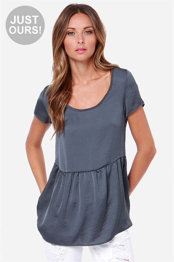 Pretty Grey Top - Grey Blouse - Short Sleeve Blouse - $39.00 - Lulus