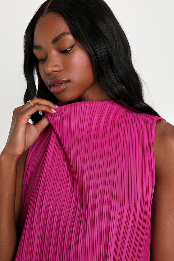 Chic Magenta Top - Sleeveless Top - Pleated Satin Top - Lulus