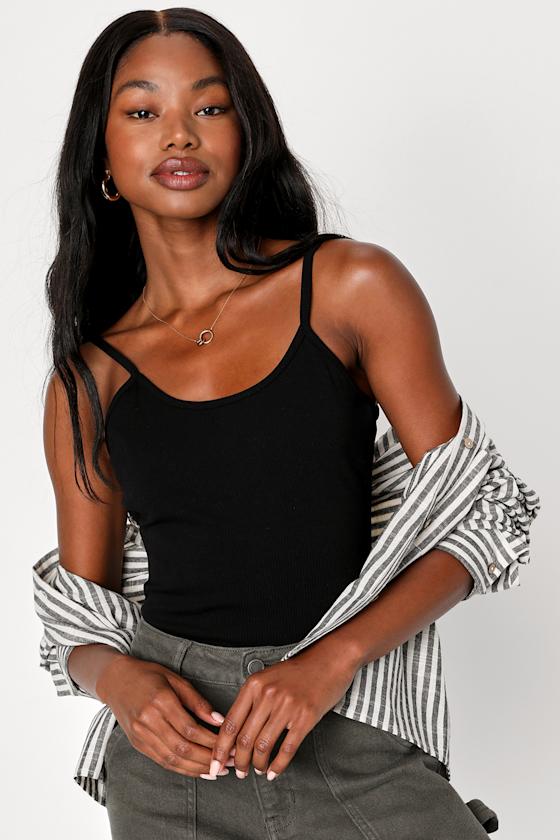 Black Ribbed Bodysuit - Sleeveless Bodysuit - Black Cami Bodysuit - Lulus