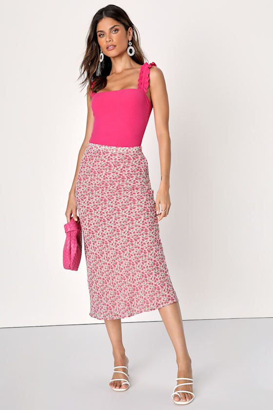 Hot Pink Bodysuit - Ruffled Bodysuit - Women's Tops - Ribbed Top - Lulus