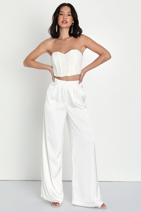 White Strapless Jumpsuit White 2pc Jumpsuit Bridal Jumpsuit Lulus