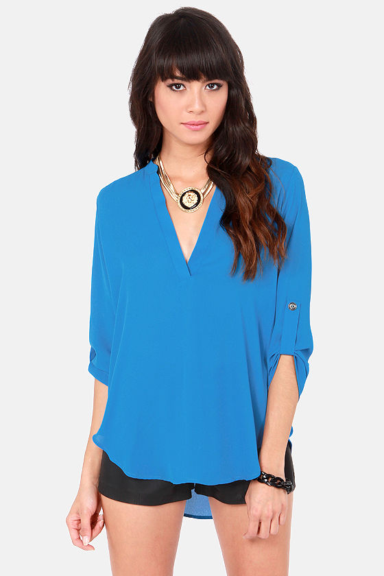 Cute Blue Top - V Neck Top - $37.00 - Lulus