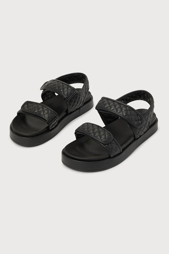 Cute Black Sandals - Flatform Sandals - Quilted Sandals - Lulus