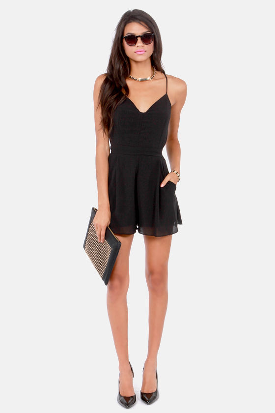 Cute Black Romper - Backless Romper - $40.00 - Lulus