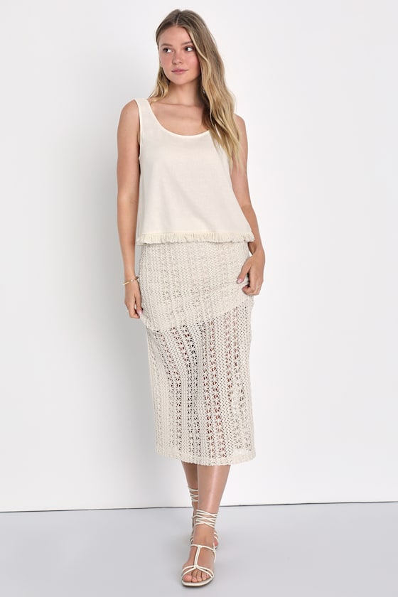 Beige Tank Top - Linen-Blend Tank Top - Beige Fringe Tank Top - Lulus