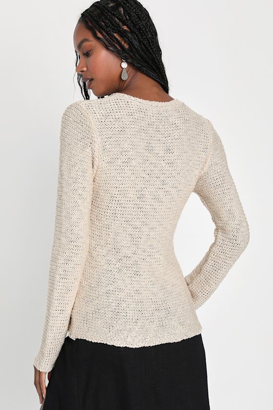 Cute Cream Sweater - Loose Knit Sweater - Pullover Sweater Top - Lulus